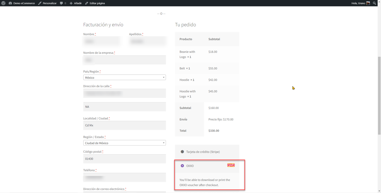 Woocommerce Soporta pagos en Oxxo con Stripe – Urano Dev